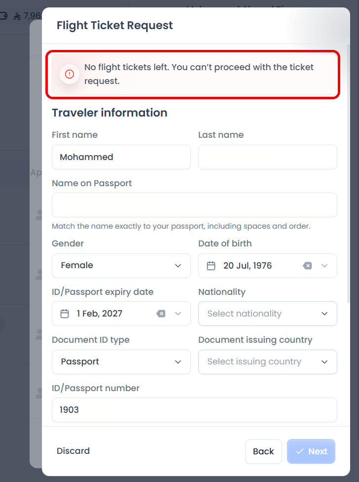 Submitting flight ticket requests – Knowledge base