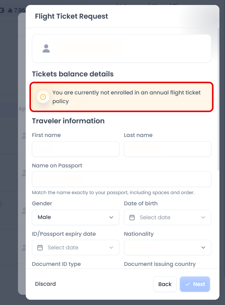 Submitting flight ticket requests – Knowledge base